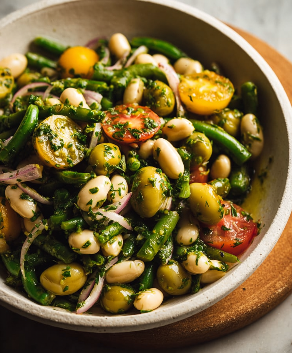 Green Olive Bean Salad — Recipe by Sara
